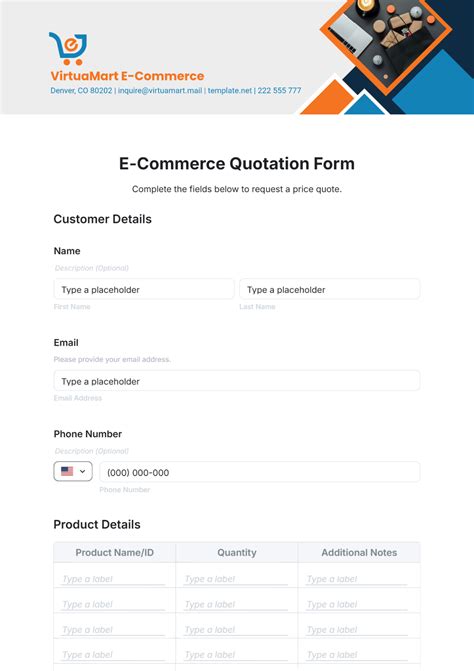 Free E Commerce Quotation Form Template To Edit Online