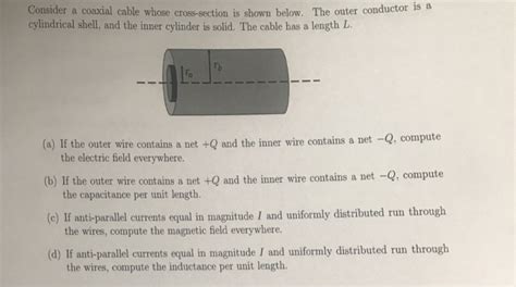 Solved Consider A Coaxial Cable Whose Cross Section Is Shown Chegg