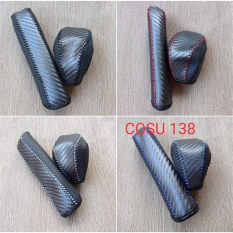 Jual Sarung Kulit Carbon Cover Shift Knob Rem Tangan Hand Rem Raize