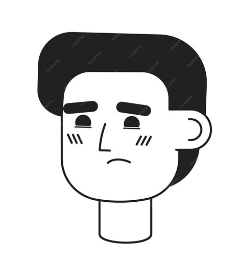 Premium Vector Unhappy Caucasian Young Man Monochrome Flat Linear