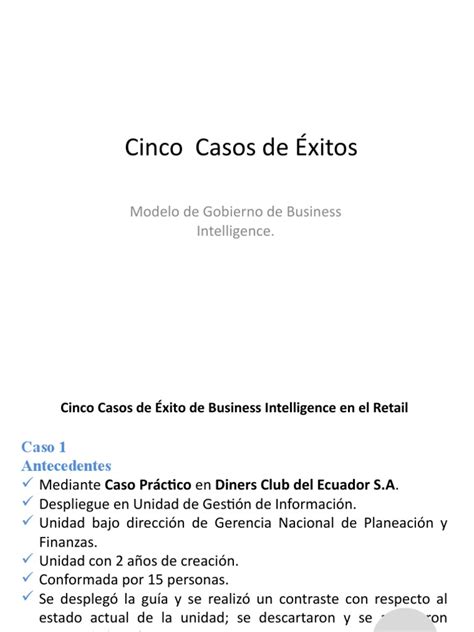 Cinco Casos De Exito Pdf Almacén De Datos Planificación De