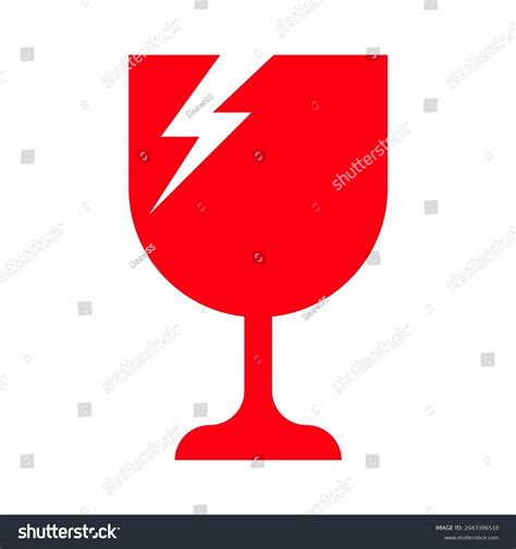 Broken Glass Red Fragile Symbol Broken เวกเตอร์สต็อก ปลอดค่าลิขสิทธิ์