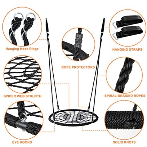 Super Deal 40 Spider Web Tree Swing Round Net Swing Platform Rope