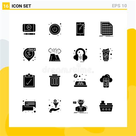 Set Of 16 Modern Ui Icons Symbols Signs For Sale Discount Android Document Coding Stock