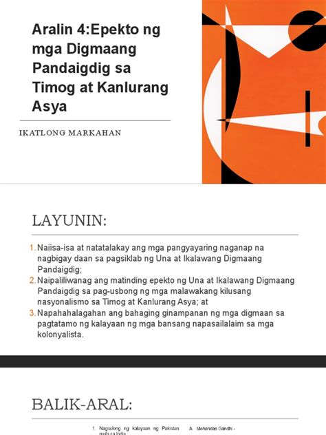 Epekto Ng Mga Digmaang Pandaigdig Sa Timog At Kanlurang Asya Pdf