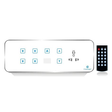 Smart Wifi Remote Touch Switch Board Of 8 Module Size For 4 Lights 1 Fan And 1 Socket With White