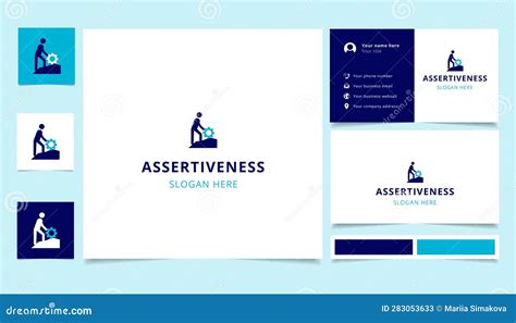 Assertiveness Logo Design With Editable Slogan Branding Book And Business Card Template Stock