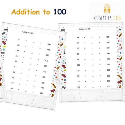 Addition Worksheets Sums Up To 100 Adding Up To 100 Addition To 100 Worksheets Math
