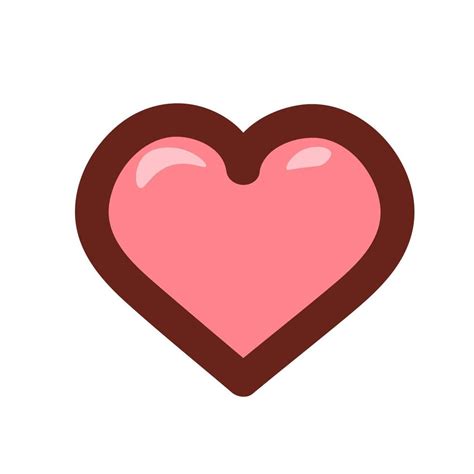 Cute Pink Heart Cartoon Outline Style Vector Illustration Isolated On