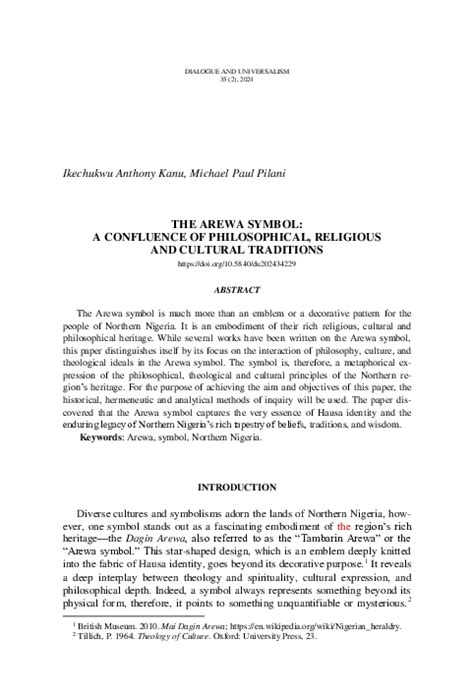Pdf The Arewa Symbol A Confluence Of Philosophical Religious And