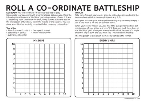Coordinate Battleship Game Instructions