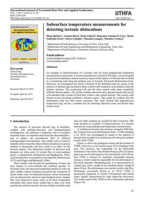 Pdf Subsurface Temperature Measurements For Detecting Tectonic