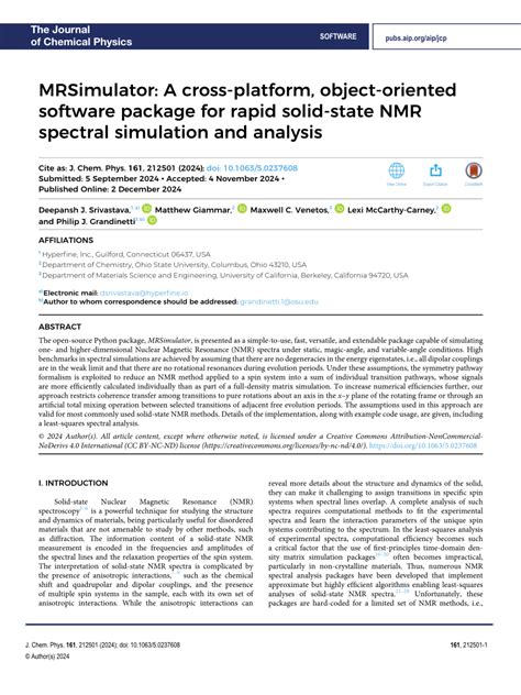 PDF MRSimulator A Cross Platform Object Oriented Software Package