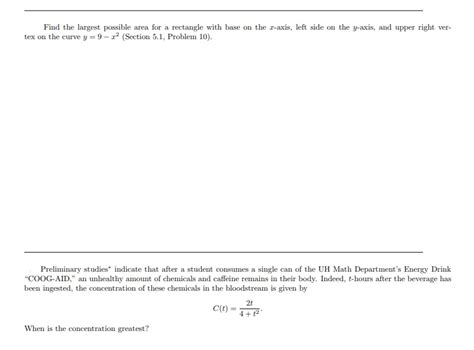 Solved Find The Largest Possible Area For A Rectangle With