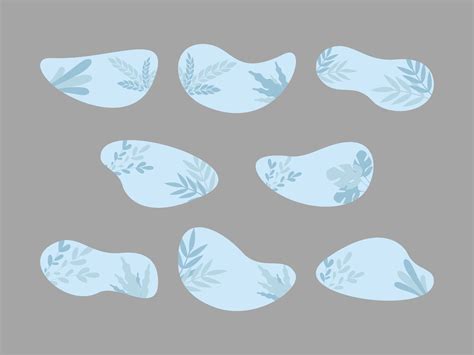 Blue Blob Floral Minimalist Style Free Form Abstract Shapes With