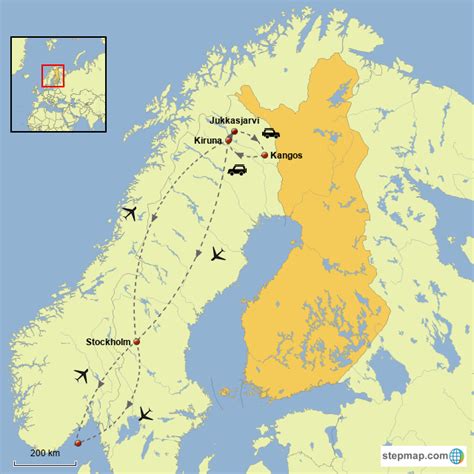 Stepmap 7 Days Swedish Lapland Landkarte Für Finland