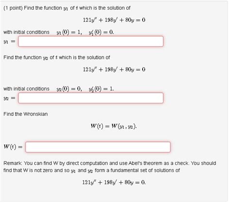 Solved 1 Point Find The Function Yi Oft Which Is The