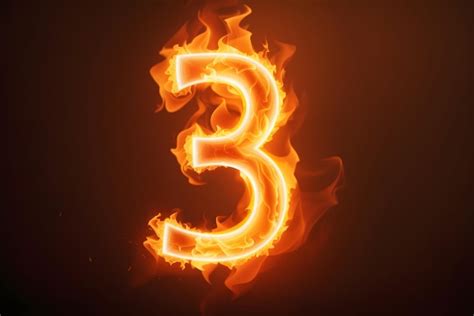Premium Vector Burning Number Three Fire Flames Effect Illustration
