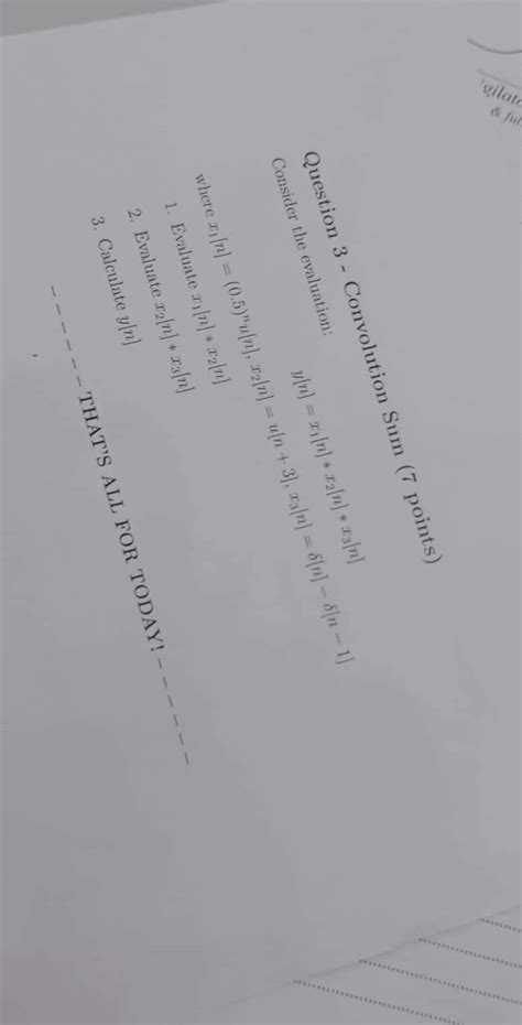 Solved Question 3 Convolution Sum 7 Points Consider The