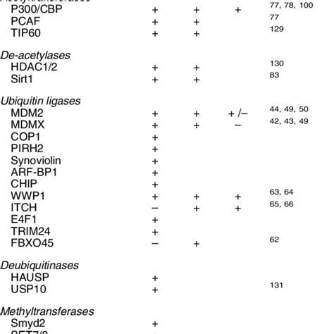 A Selection Of Enzymes That Apply Post Translational Modifications On