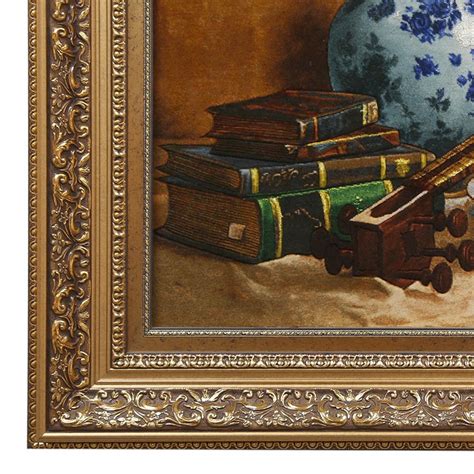 قیمت و خرید تابلو فرش دستباف مدل تار و کتاب و نون پنیر سبزی کد 90