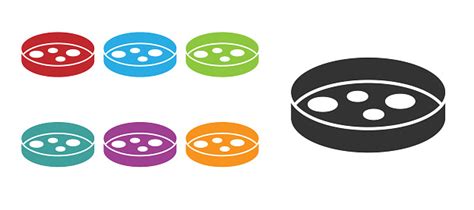 白い背景に隔離細菌のアイコンを持つ黒いペトリ皿カラフルなアイコンを設定しますベクトル アイコンのベクターアート素材や画像を多数ご用意