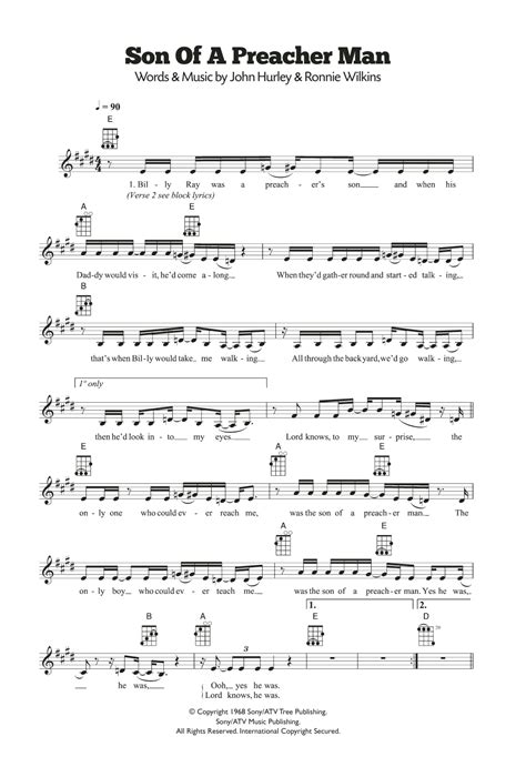 Son Of A Preacher Man By Dusty Springfield Ukulele Guitar Instructor
