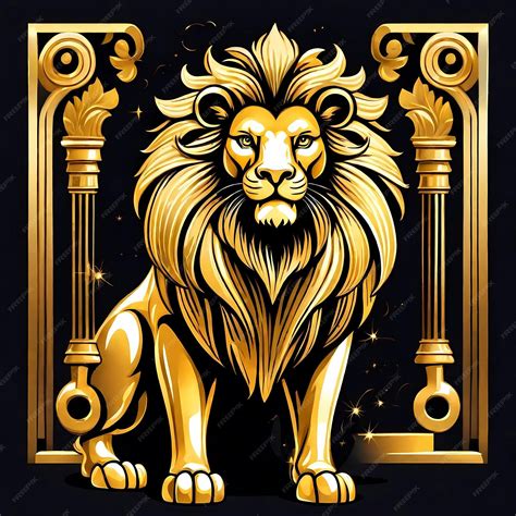 Premium Photo Golden Lion On A Black Background