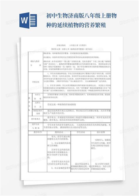 初中生物济南版八年级上册物种的延续植物的营养繁殖word模板下载编号qarmkkzg熊猫办公