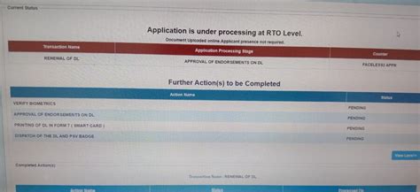 Rto India — Dl Application Approval Of Endorsements On Dl Pending