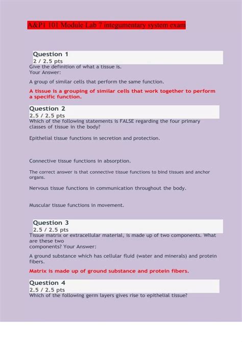A And P 1 101 Module Lab 7 Exam 7 Integumentary System Questions And Answers} 2022 2023
