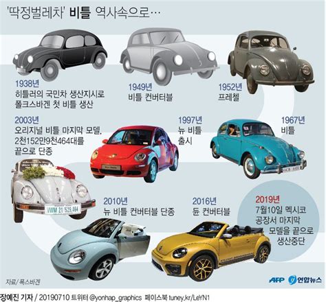 그래픽 딱정벌레차 비틀 역사속으로 퇴장 연합뉴스 자동차 소형차 그래픽