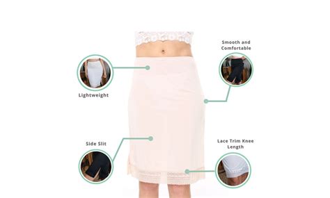 3 Pack Womens Half Slip With Trim Lace Above The Knee Length