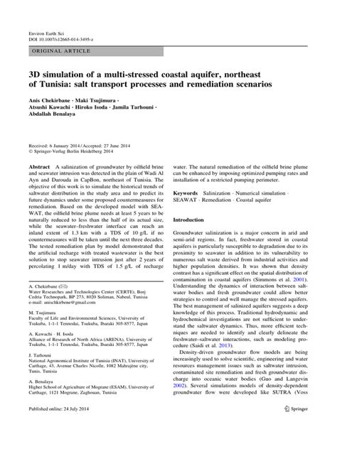 3d Simulation Of A Multi Stressed Coastal Aquifer Pdf Groundwater Environmental Science