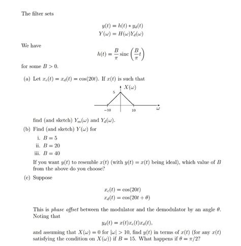 Solved 4 A Double Sideband Dsb Modulation System Is Shown