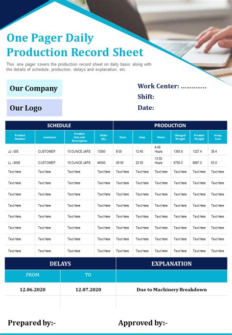 Production Report Template Excel