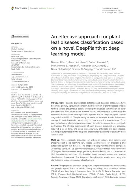 Plantdiseases Deeplearning Research Frontiersinplantscience Naeem Ullah