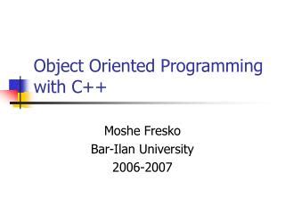 Ppt Object Oriented Programming With C Powerpoint Presentation