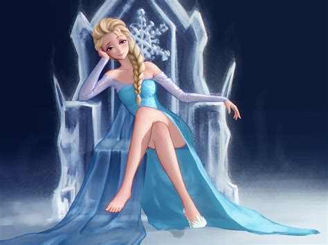 Barefoot Blonde Hair Blue Eyes Braids Dress Elsa Frozen Frozen Disney Long Hair