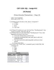 Assign 6 Docx CIST 1220 SQL Assign 6 40 Points Functions Group By Having Chap 6 Group By