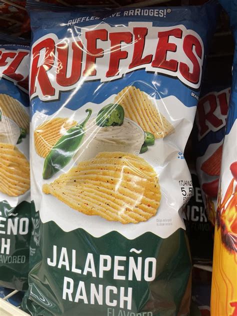 Grocery Store Ruffles Potato Chips Jalapeno Flavor Editorial Stock