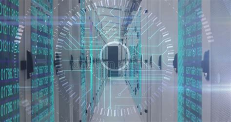 Image Of Data Processing And Scope Scanning Over Computer Servers Stock