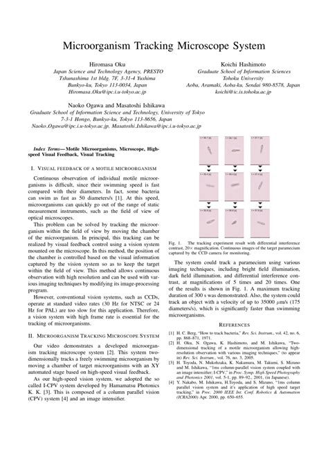 PDF Microorganism Tracking Microscope System