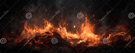 The Mesmerizing Glow Of Flames Against A Black Background Stock