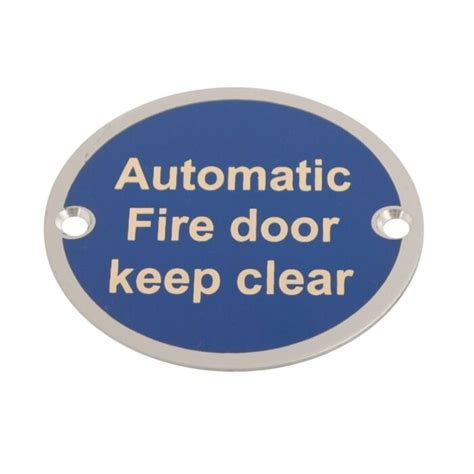 Buy Satin Aluminium Fire Door Keep Clear Symbol 76mm Key Hardware