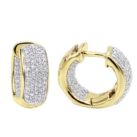 14k Gold Inside Out Diamond Hoop Huggie Earrings For Men And Women 1