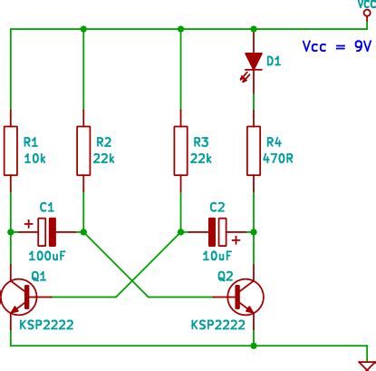 Two Transistor Led Flasher Circuit