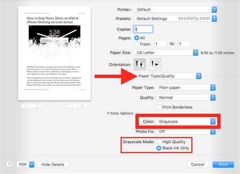 How To Print In Black White On Mac