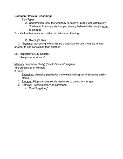 Psych Notes 19 Common Flaws In Reasoning Common Flaws In Reasoning
