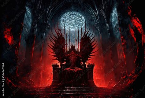 Illustration Of The Hell Throne Hall With A Throne Generative Ai Stock